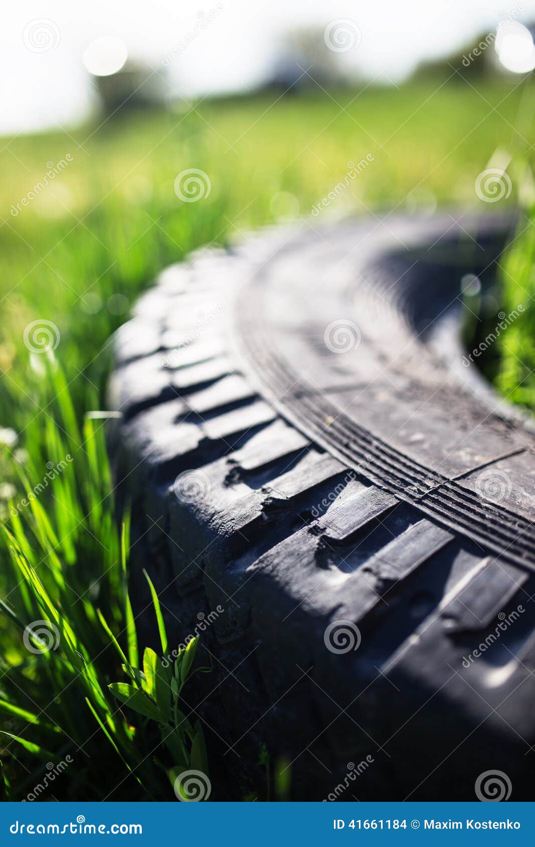 Old tire in grass stock photo. Image of industrial, contrast - 41661184
