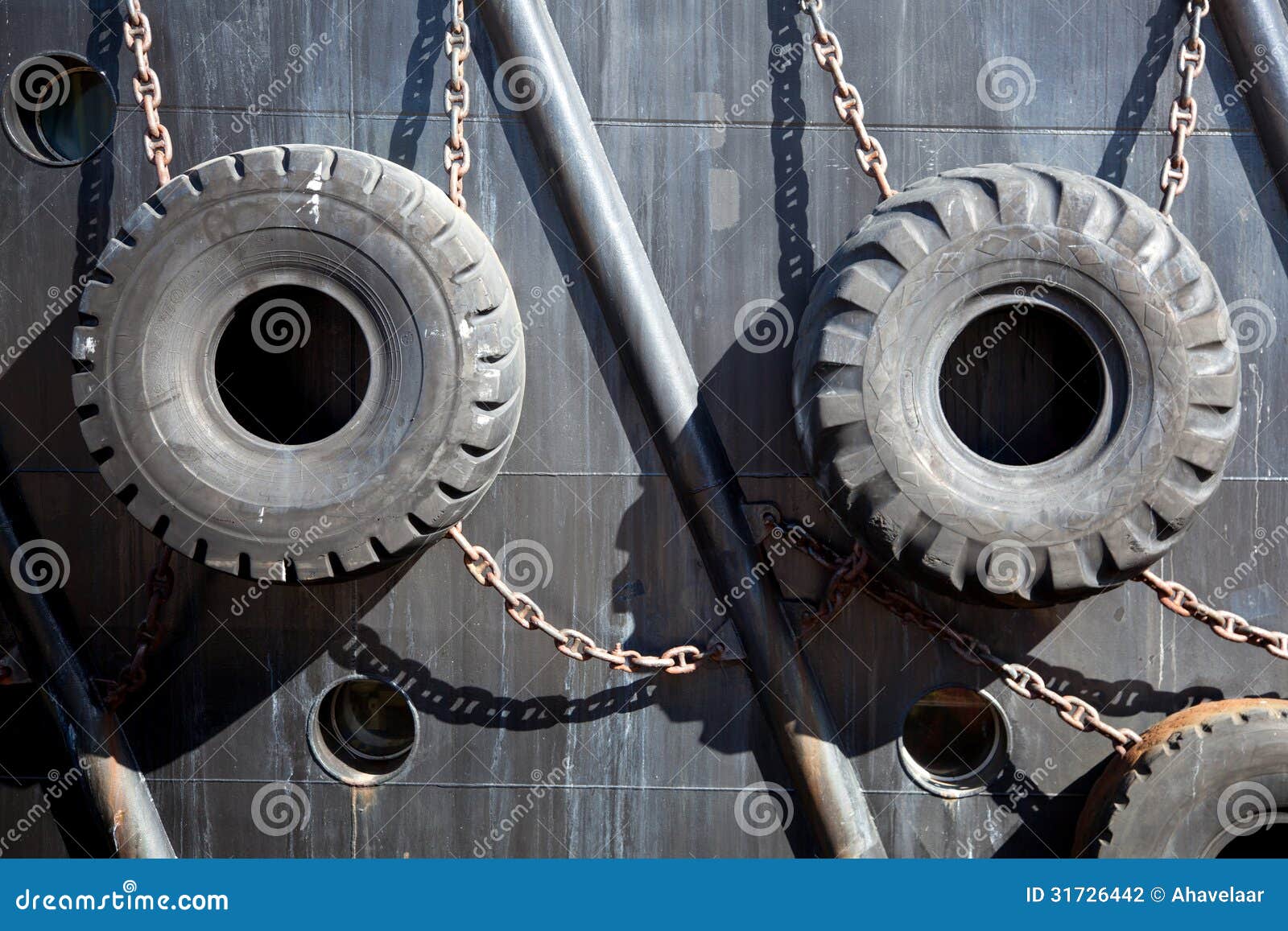 Old Tires Used for Protection of Ship Stock Photo - Image of vessel ...