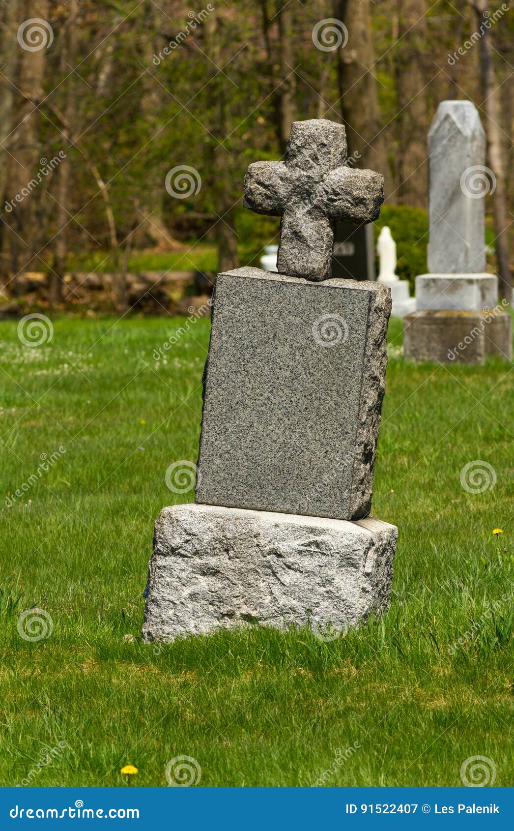 Old tombstone with a cross stock image. Image of spring - 91522407