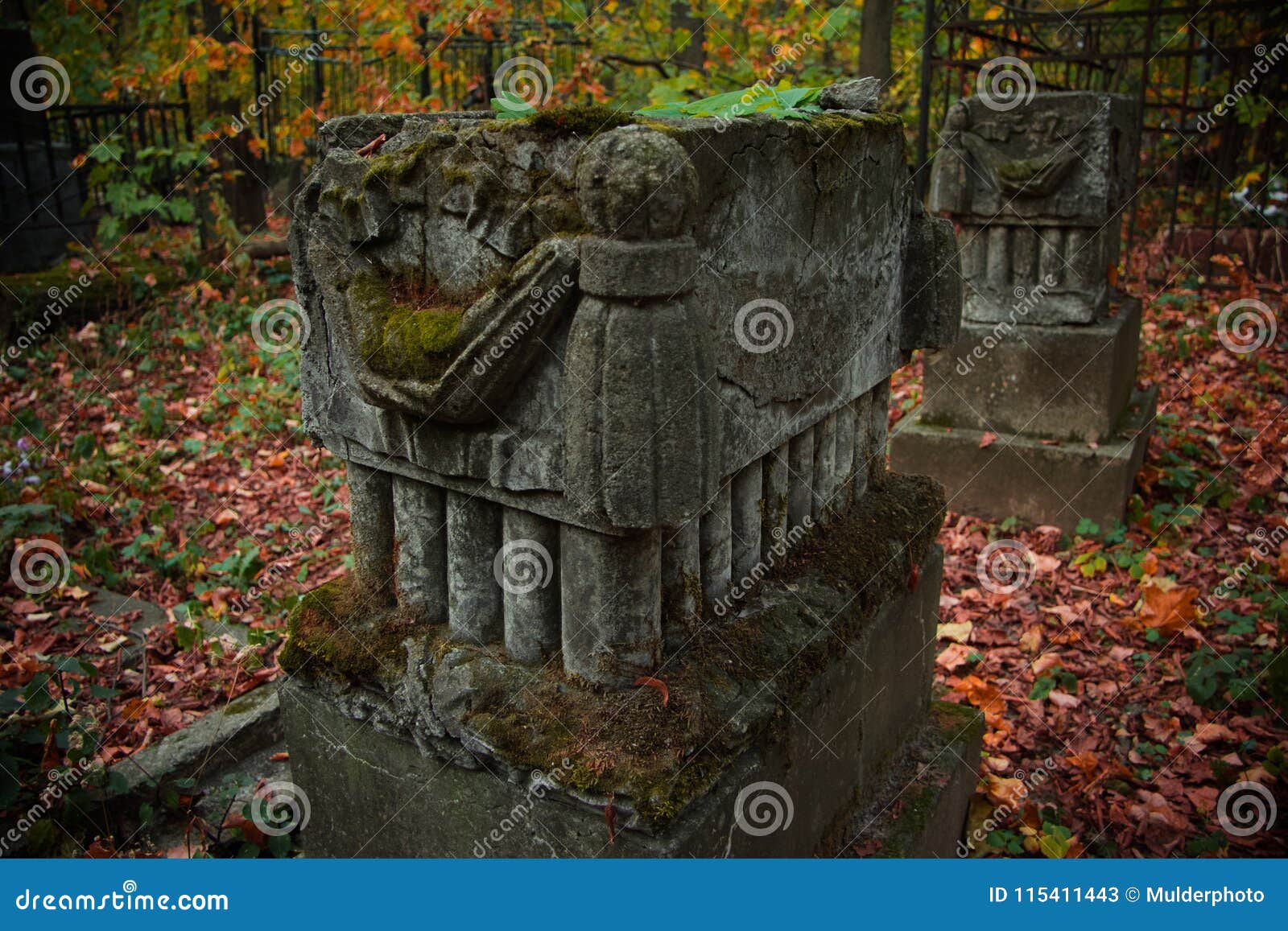 Old Tombstones in Abandoned Cemetery Stock Image - Image of haunted ...