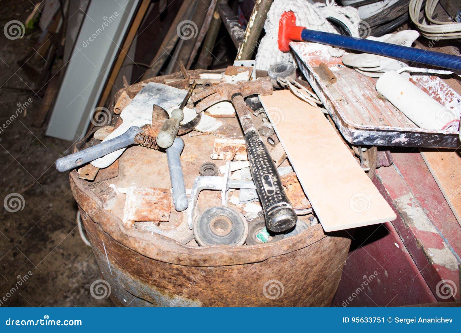 Old tool in the garage stock image. Image of drill, repair - 95633751
