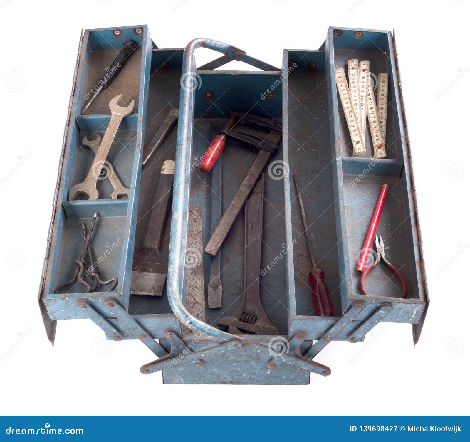 Old Toolbox Filled with Vintage Tools Stock Image - Image of hammer ...