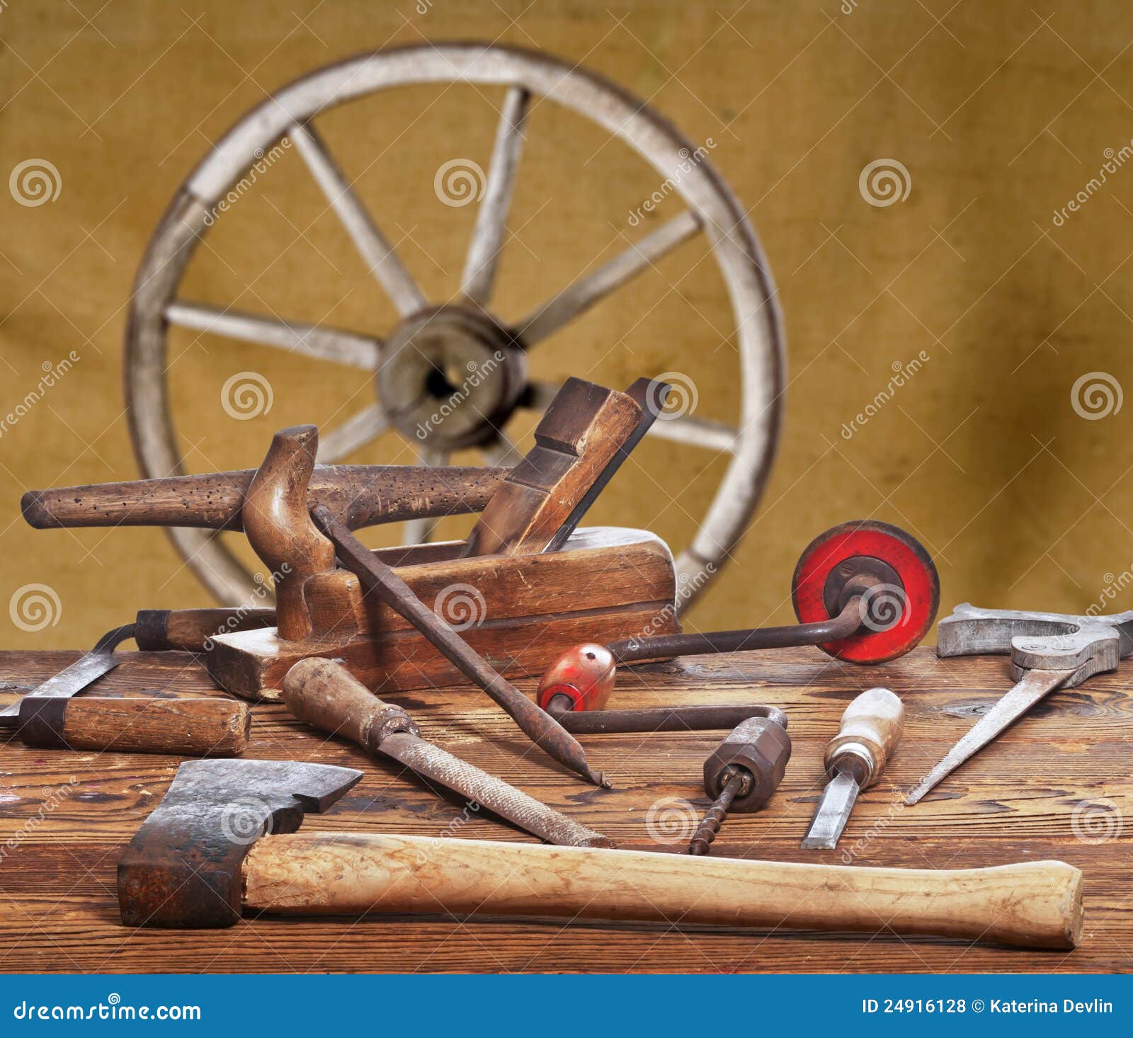 Old tools stock photo. Image of desk, wheel, wooden, workroom - 24916128