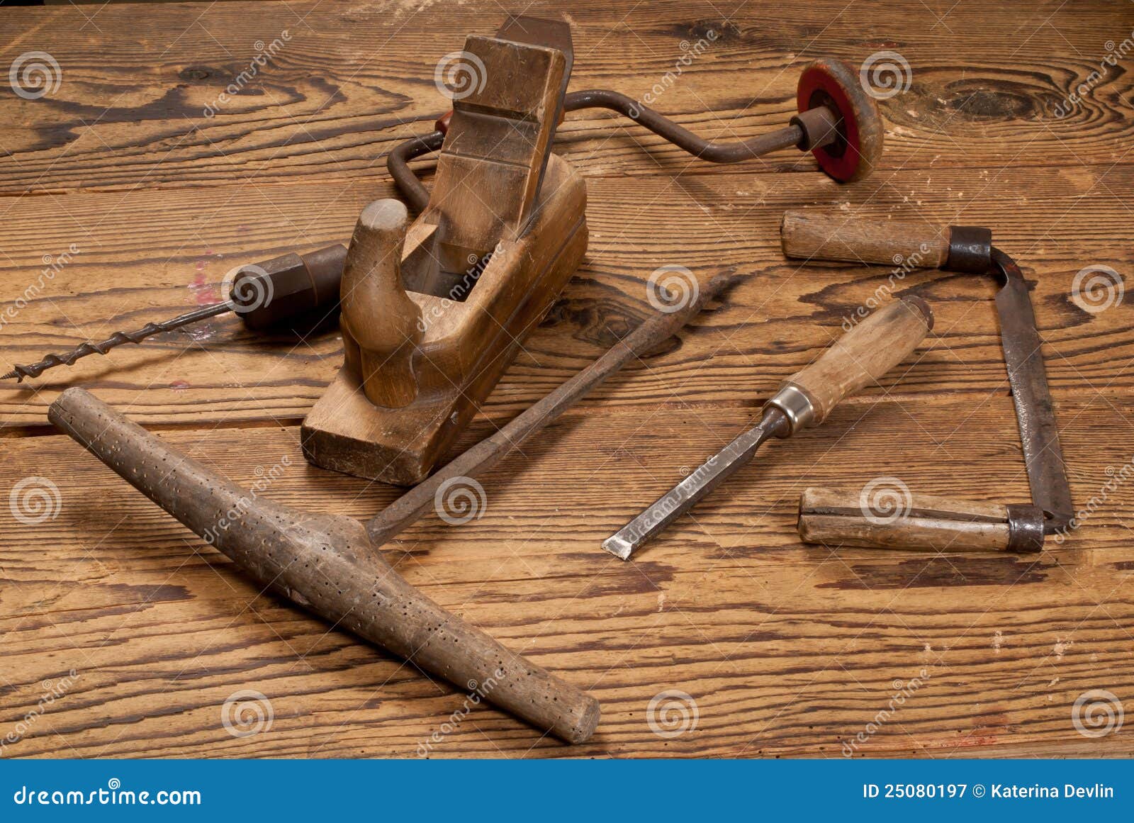 Old tools stock image. Image of wooden, drill, used, plank - 25080197