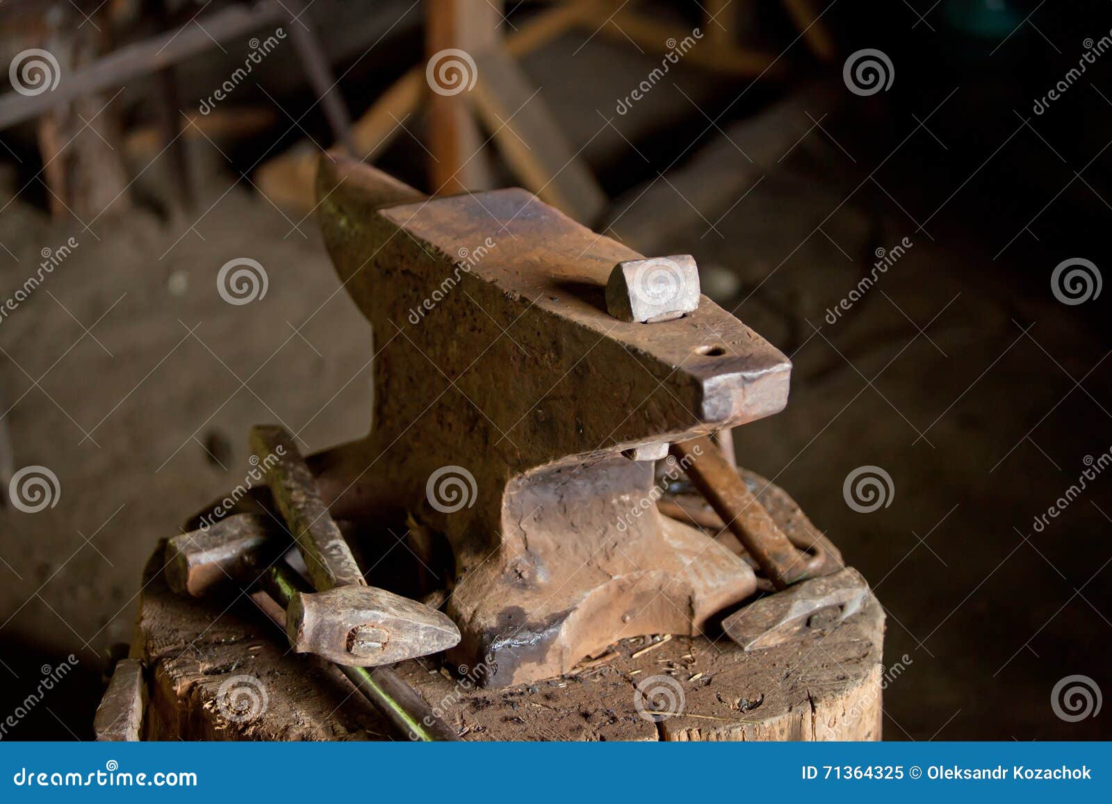 Old Tools of a Blacksmith. Background Stock Image - Image of hammer ...