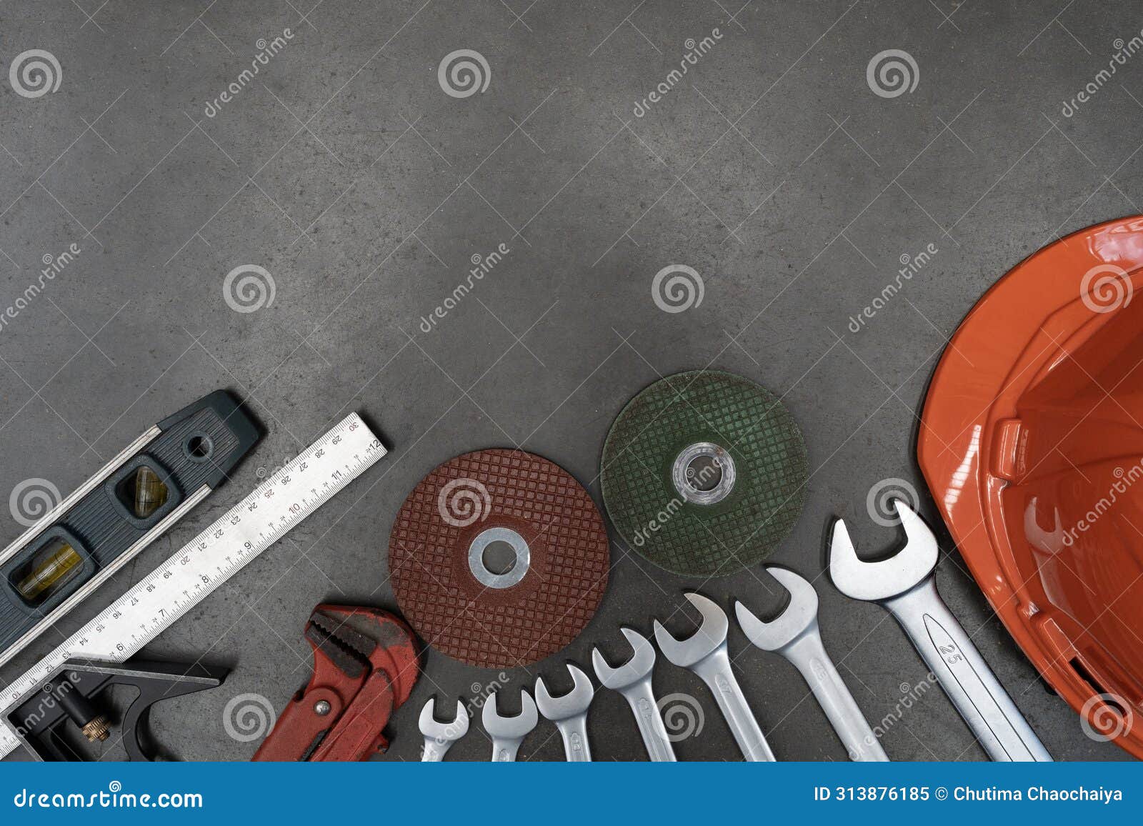 Old Tools Equipment on Black Table Background, Engineering Concept ...