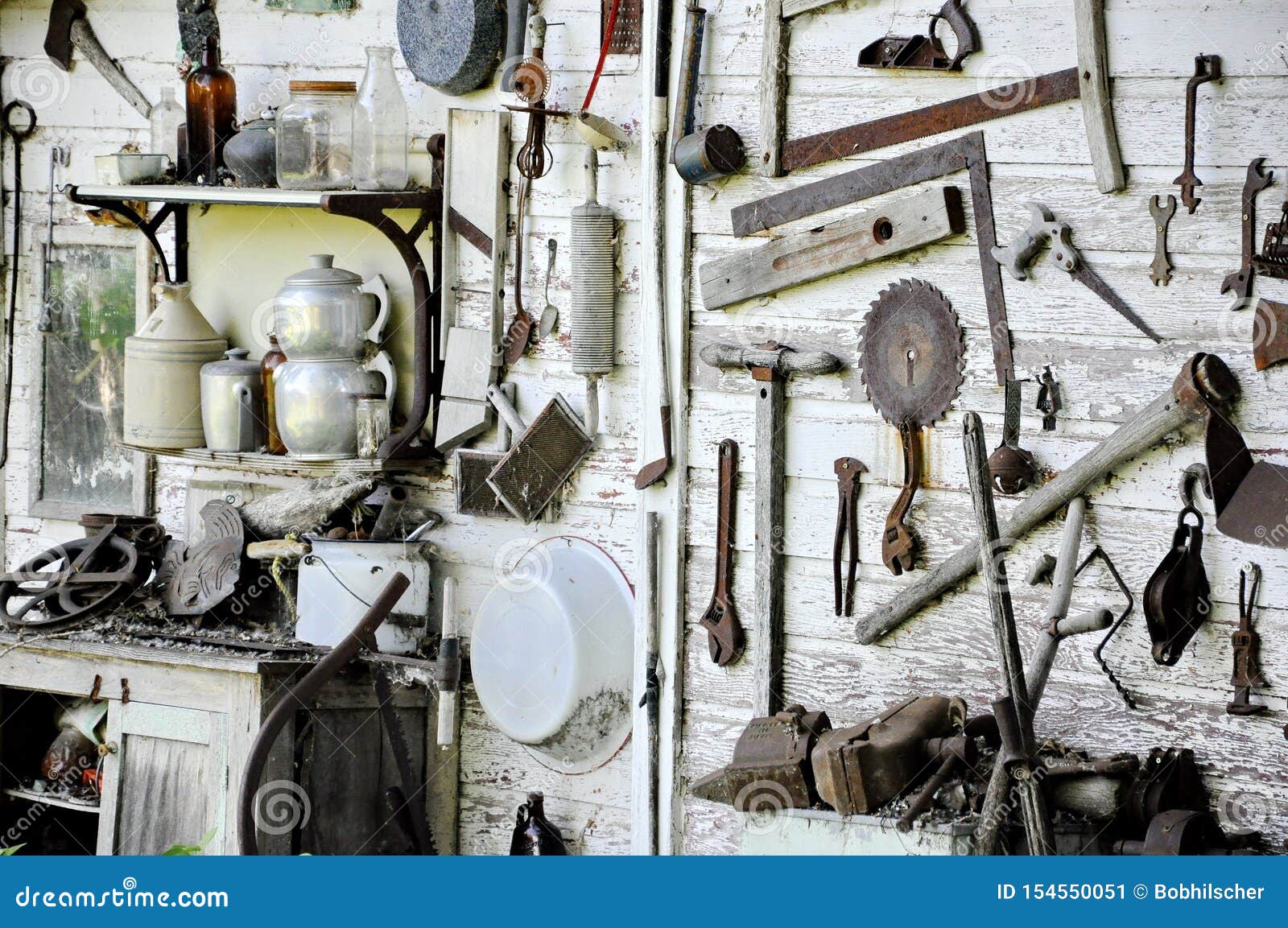 Old Tools Hanging on a Wall Stock Image - Image of implements, tool ...