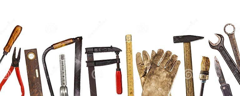 Old Tools Isolated on White Stock Image - Image of foreman, create ...