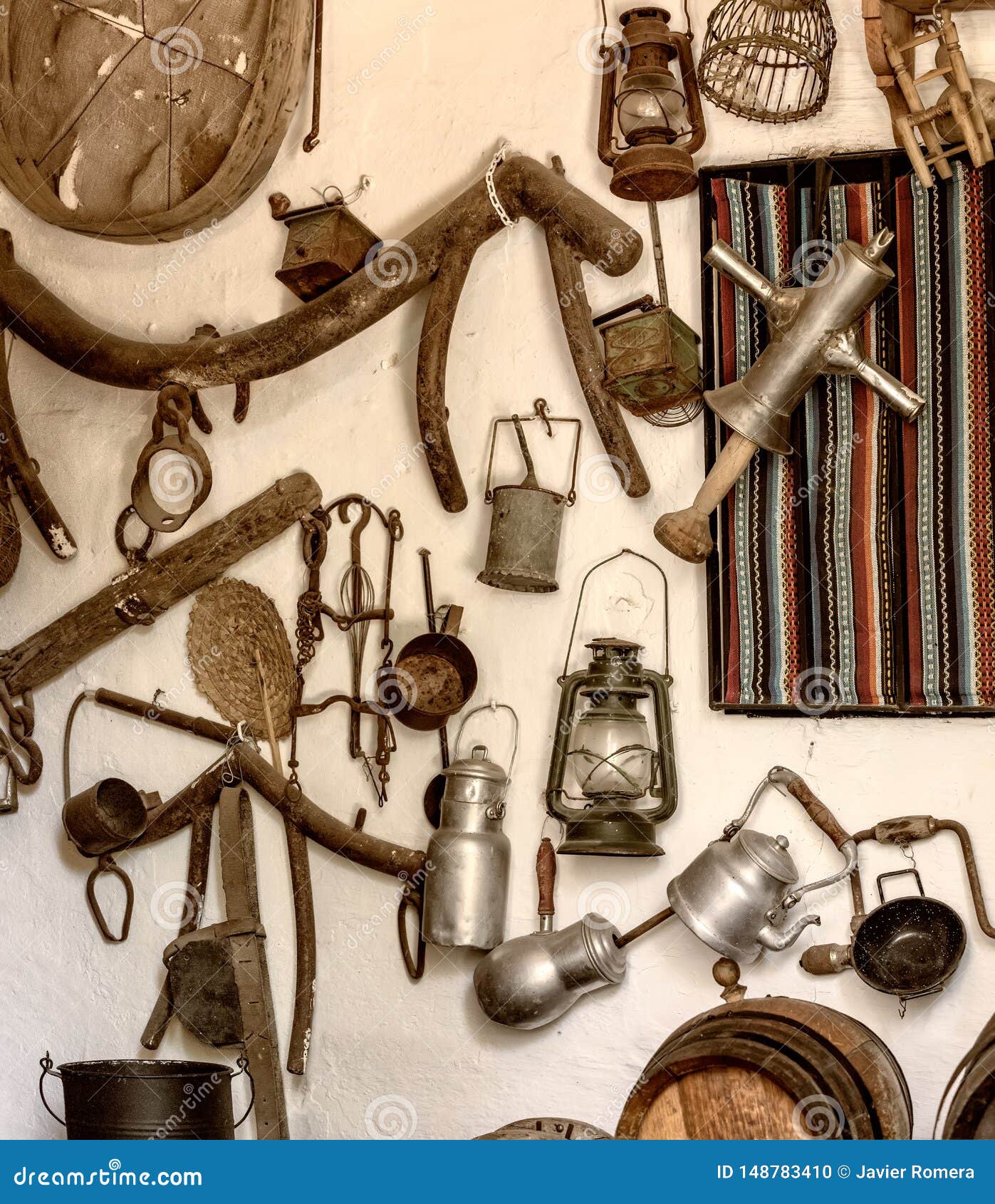Old Tools and Objects of Farm Works and Farmhouses Stock Photo - Image ...