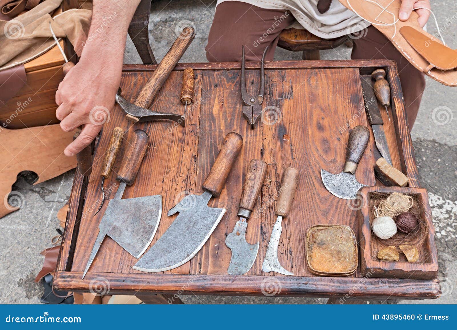 Old tools of the shoemaker stock photo. Image of historical - 43895460