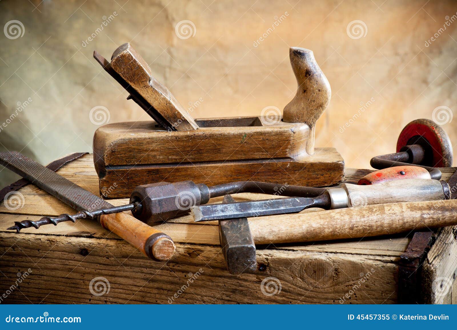 Old Tools stock image. Image of drill, craftsman, board - 45457355