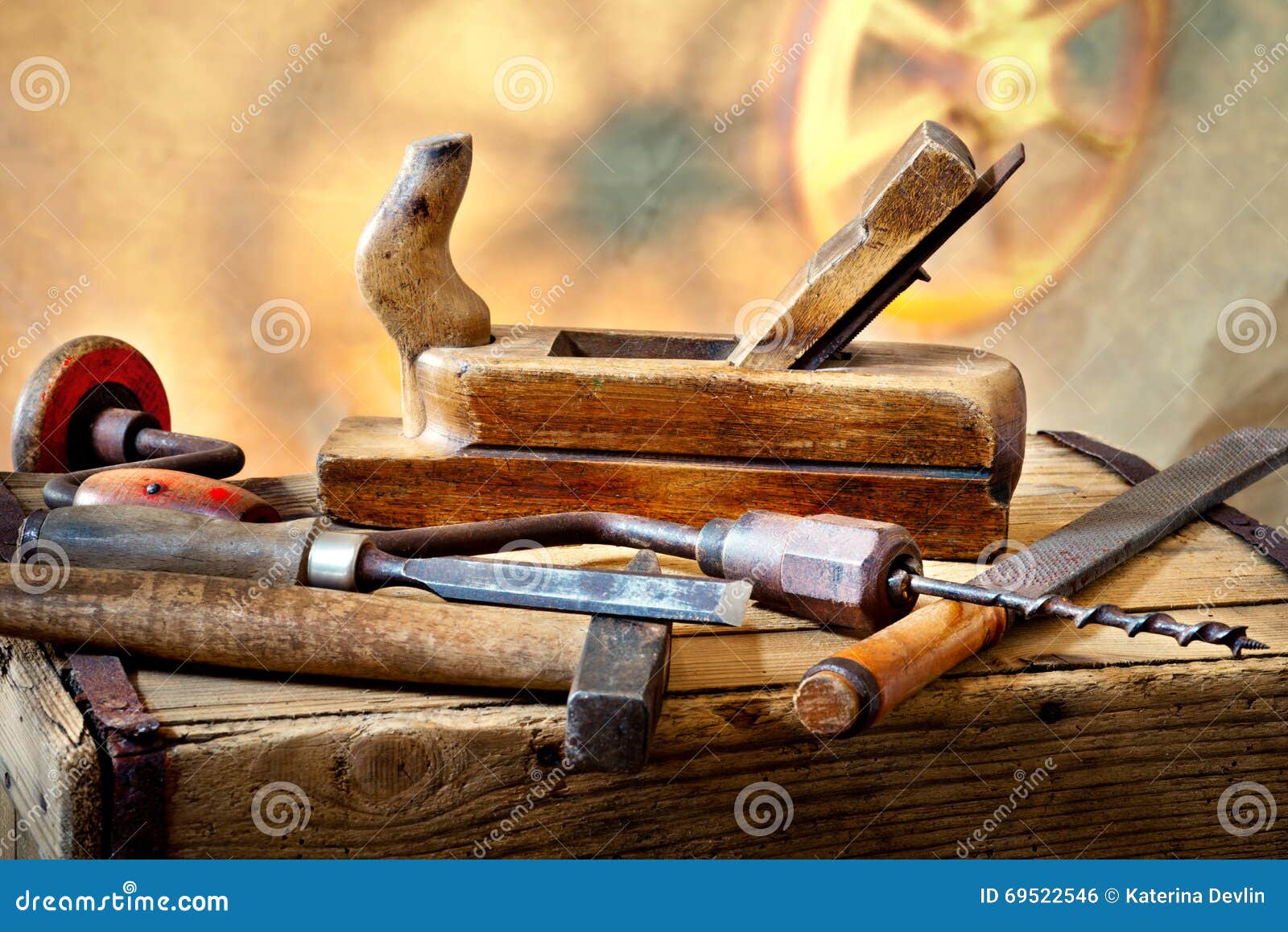 Old Tools stock photo. Image of jack, desk, hammer, grunge - 69522546