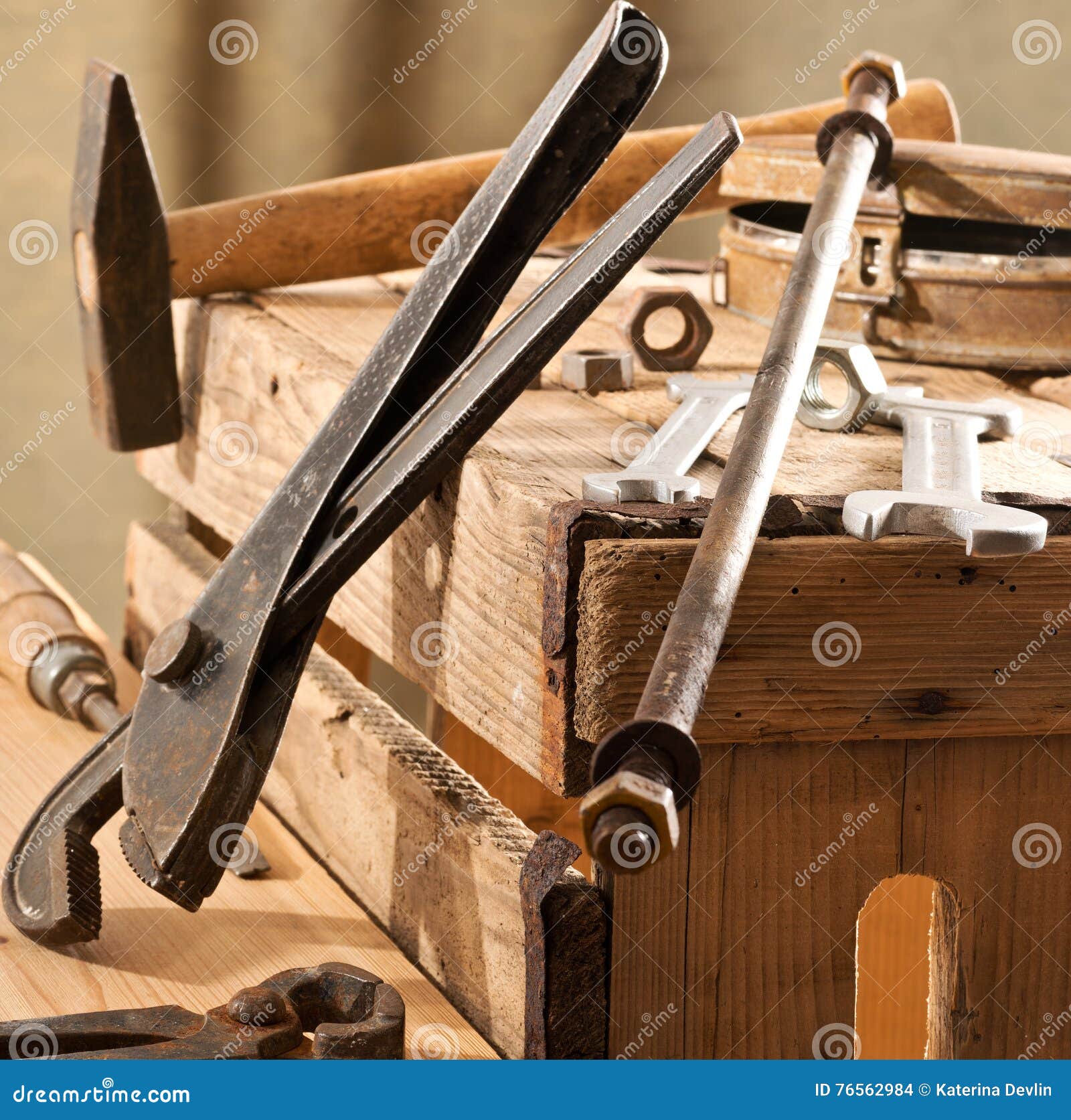 Old tools stock photo. Image of desk, pincers, locksmith - 76562984
