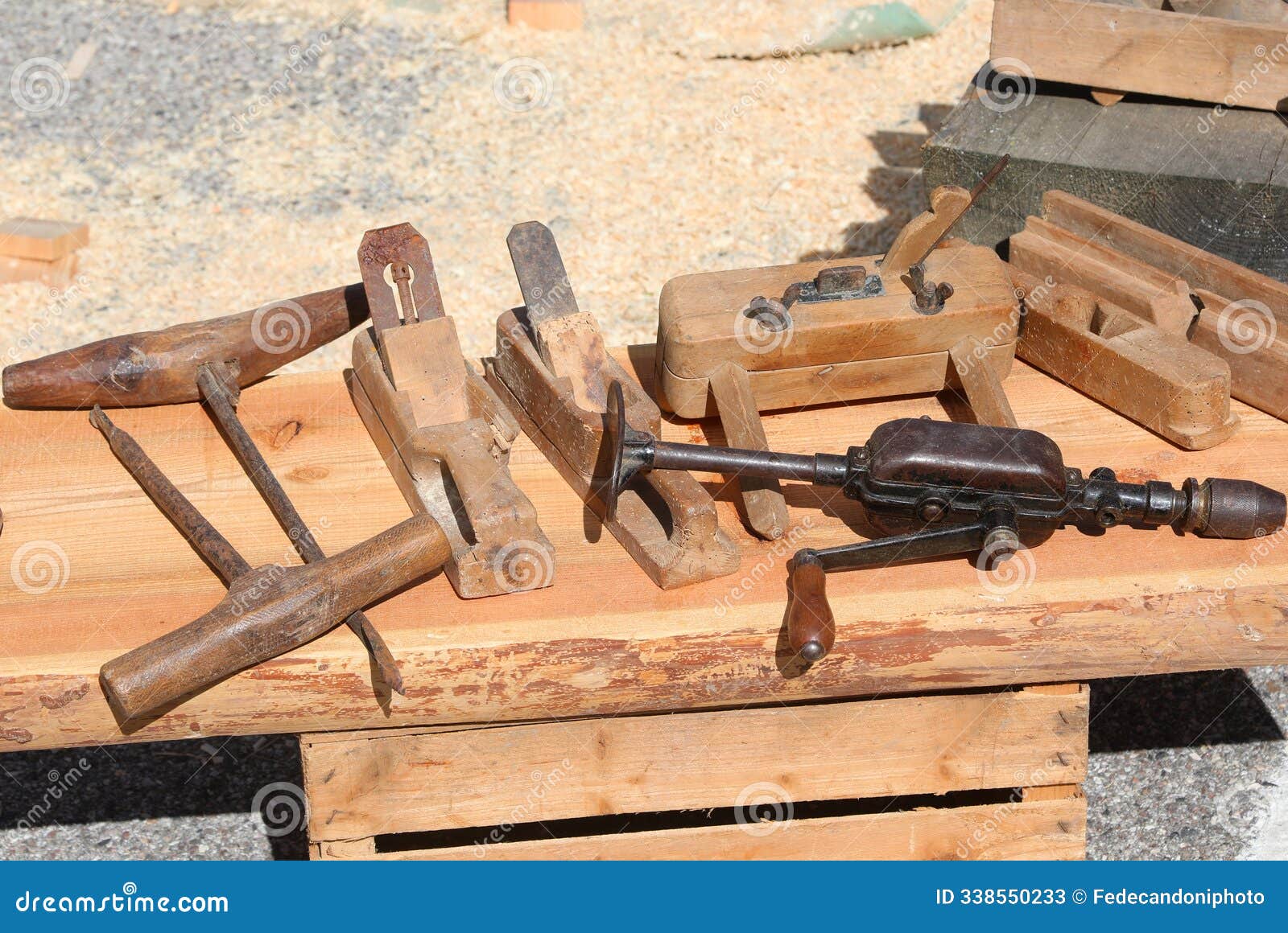 Old Tools Used in Carpentry and an Old Hand Drill Stock Image - Image ...