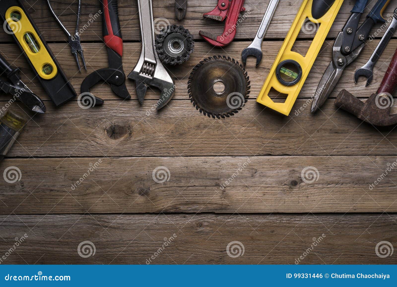 Old Tools on Wood Table Background Stock Photo - Image of jobs, repair ...
