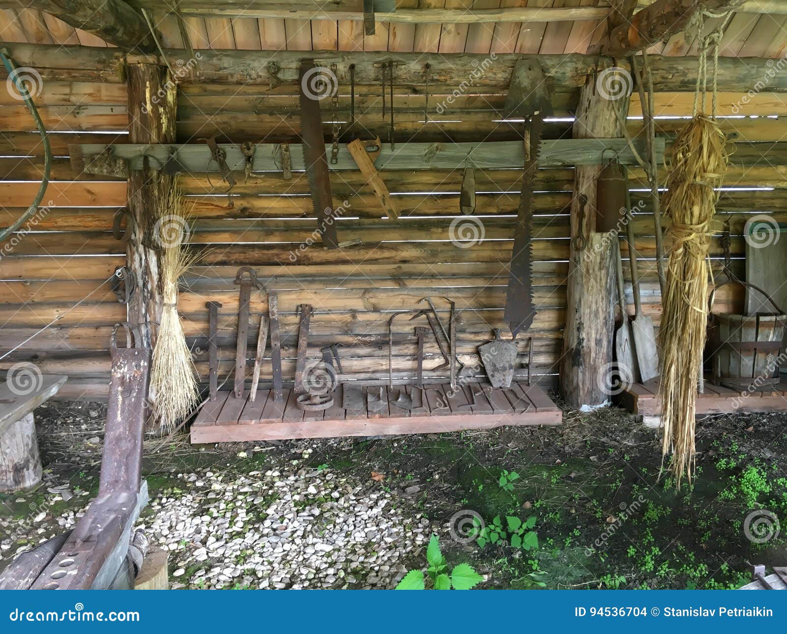 Old Tools in a Wooden Room Russian Stock Photo - Image of handle ...