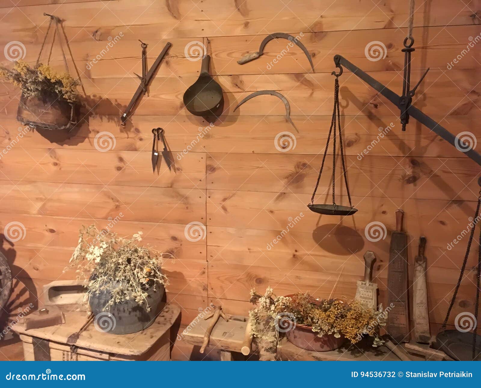 Old Tools in a Wooden Room Russian Editorial Photography - Image of ...