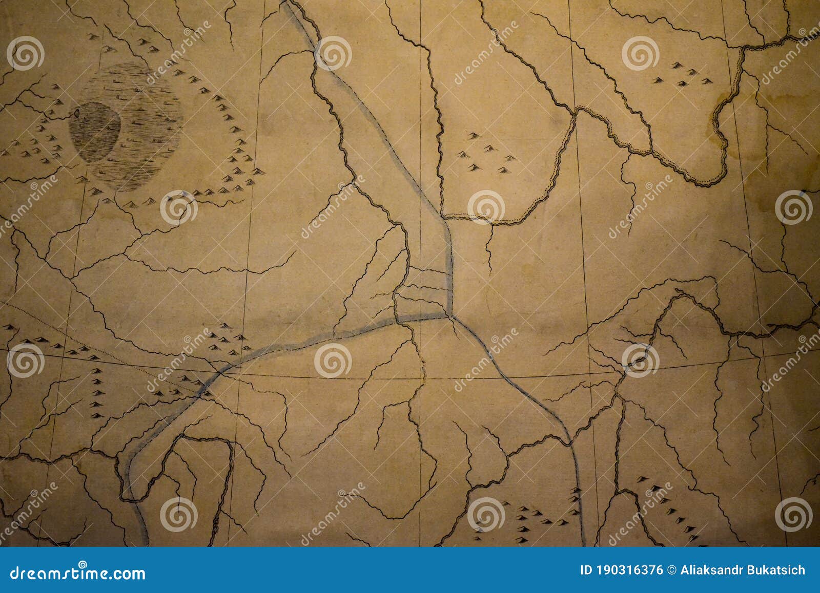 Old Topographic Map of Rivers on Yellow Paper Stock Photo - Image of ...