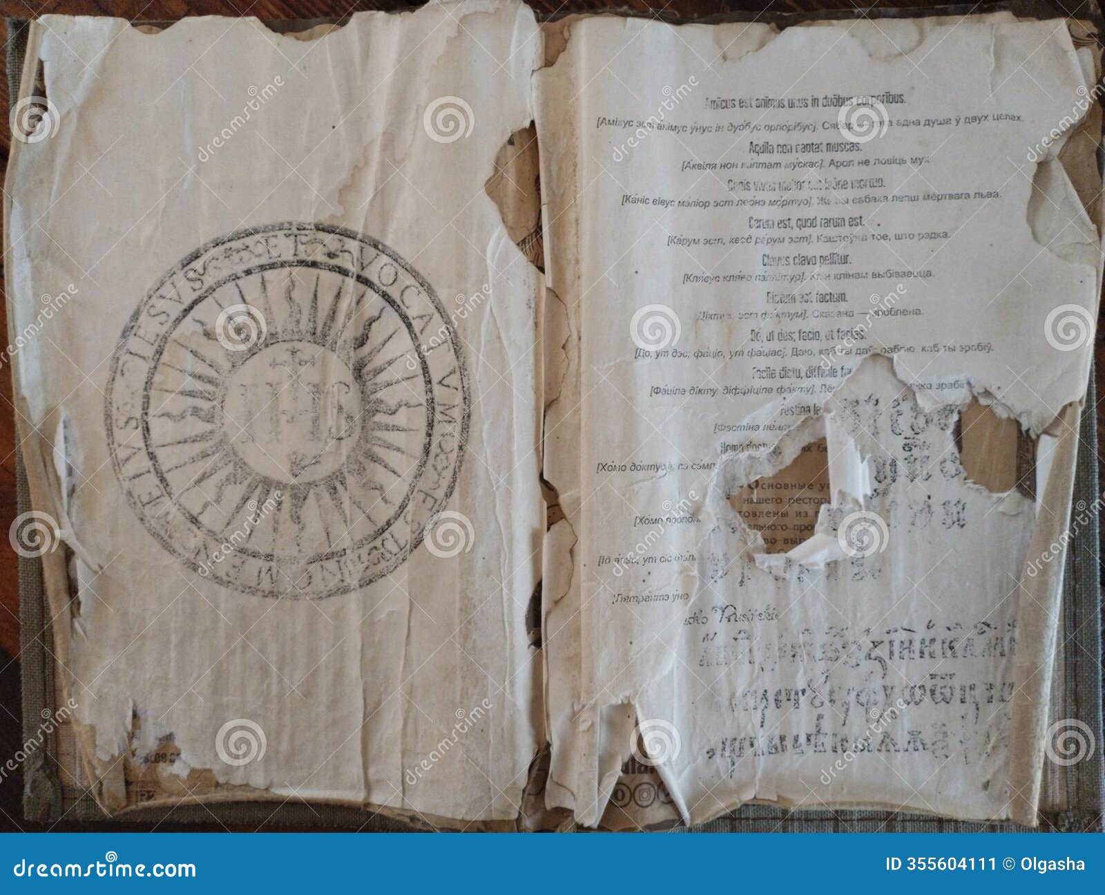 Old Torn Book, Vintage White Background from Old Book Laid Out on Paper ...