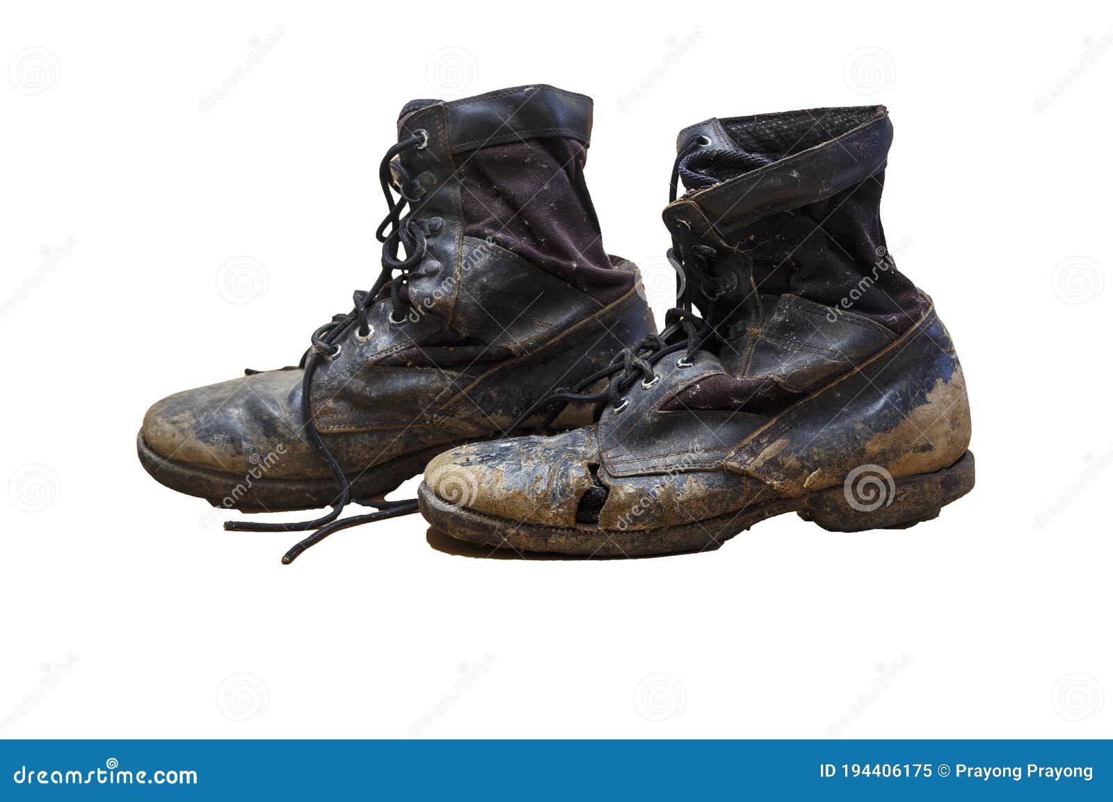 Old and torn boots stock image. Image of grunge, isolated - 194406175