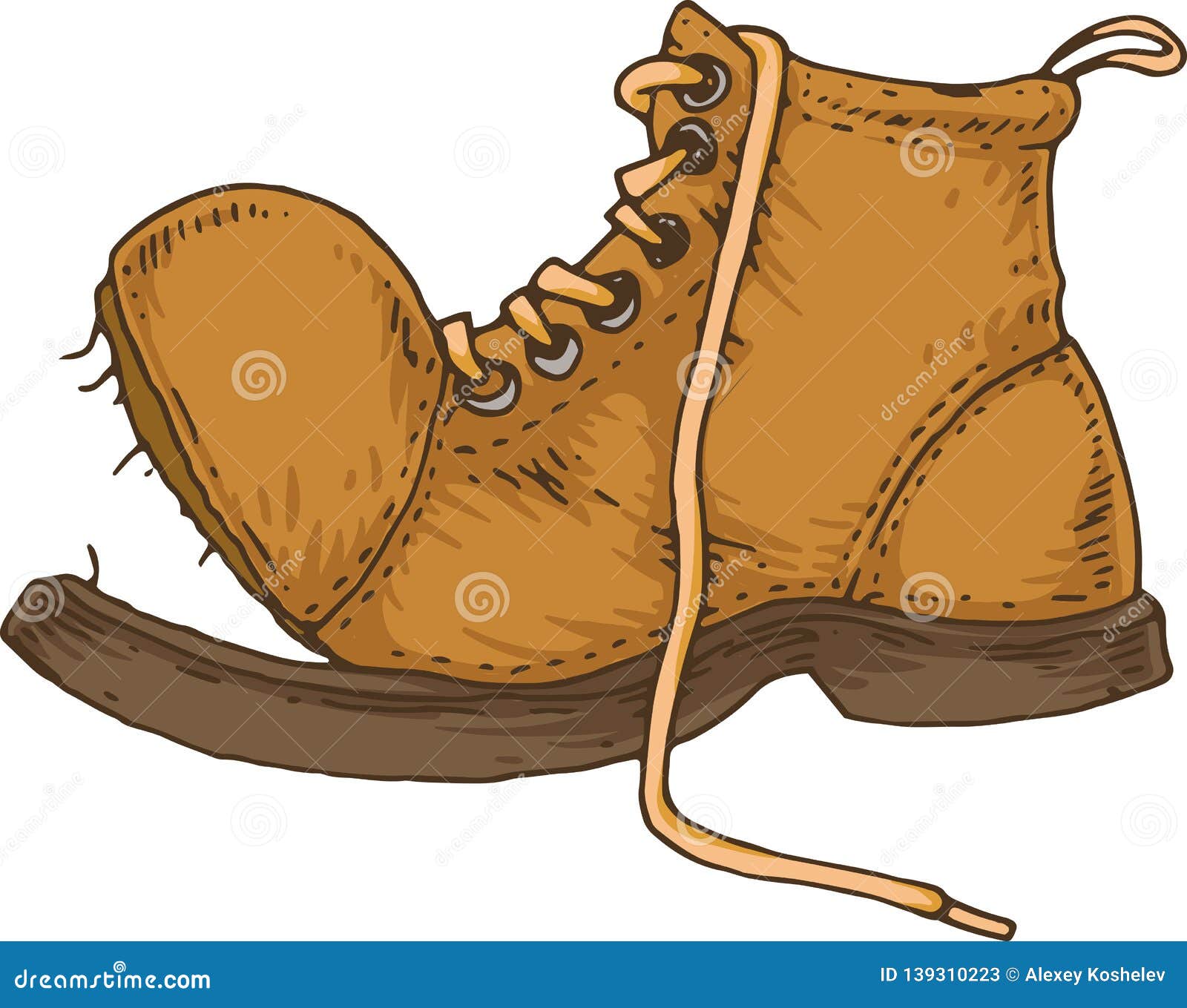 Old Brown Boot stock vector. Illustration of threadbare - 139310223