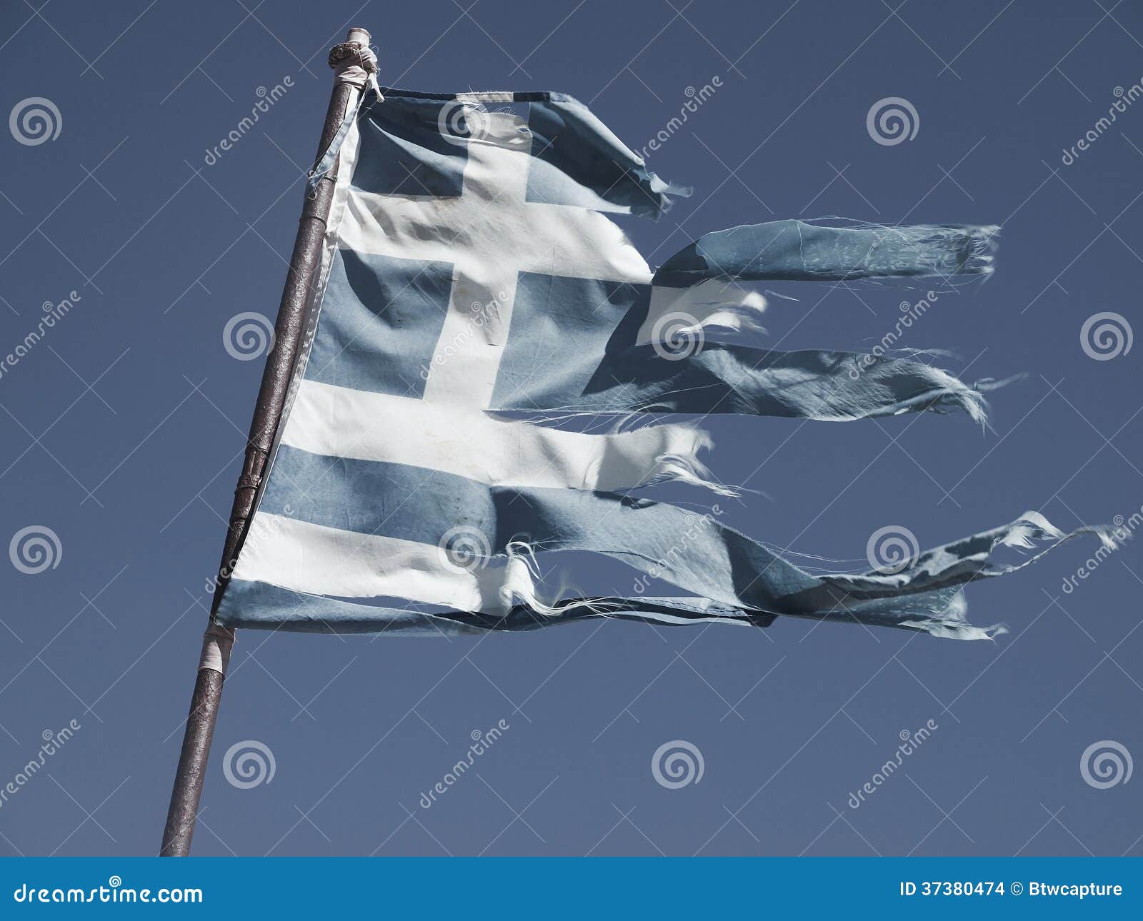 Torn Flag Of Ireland Flying Against Grunge Background Stock Photography ...