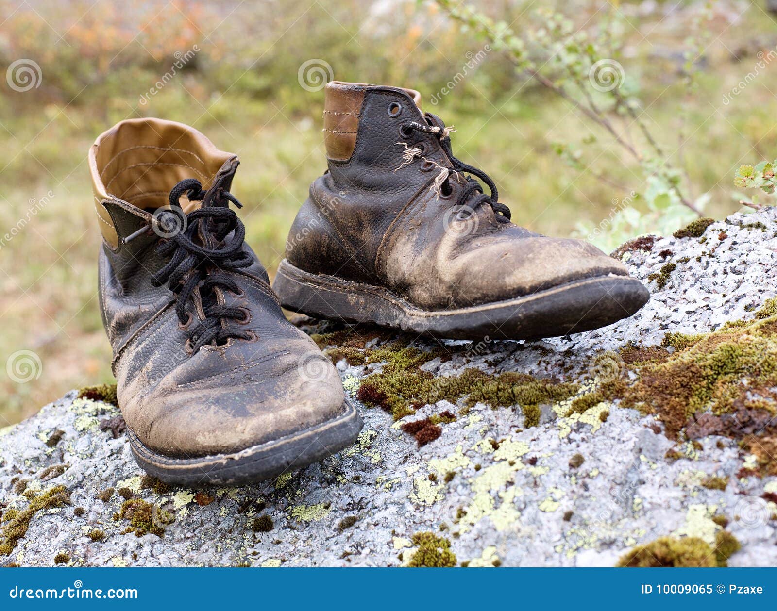 Old torn leather boots stock image. Image of hiking, weathered - 10009065