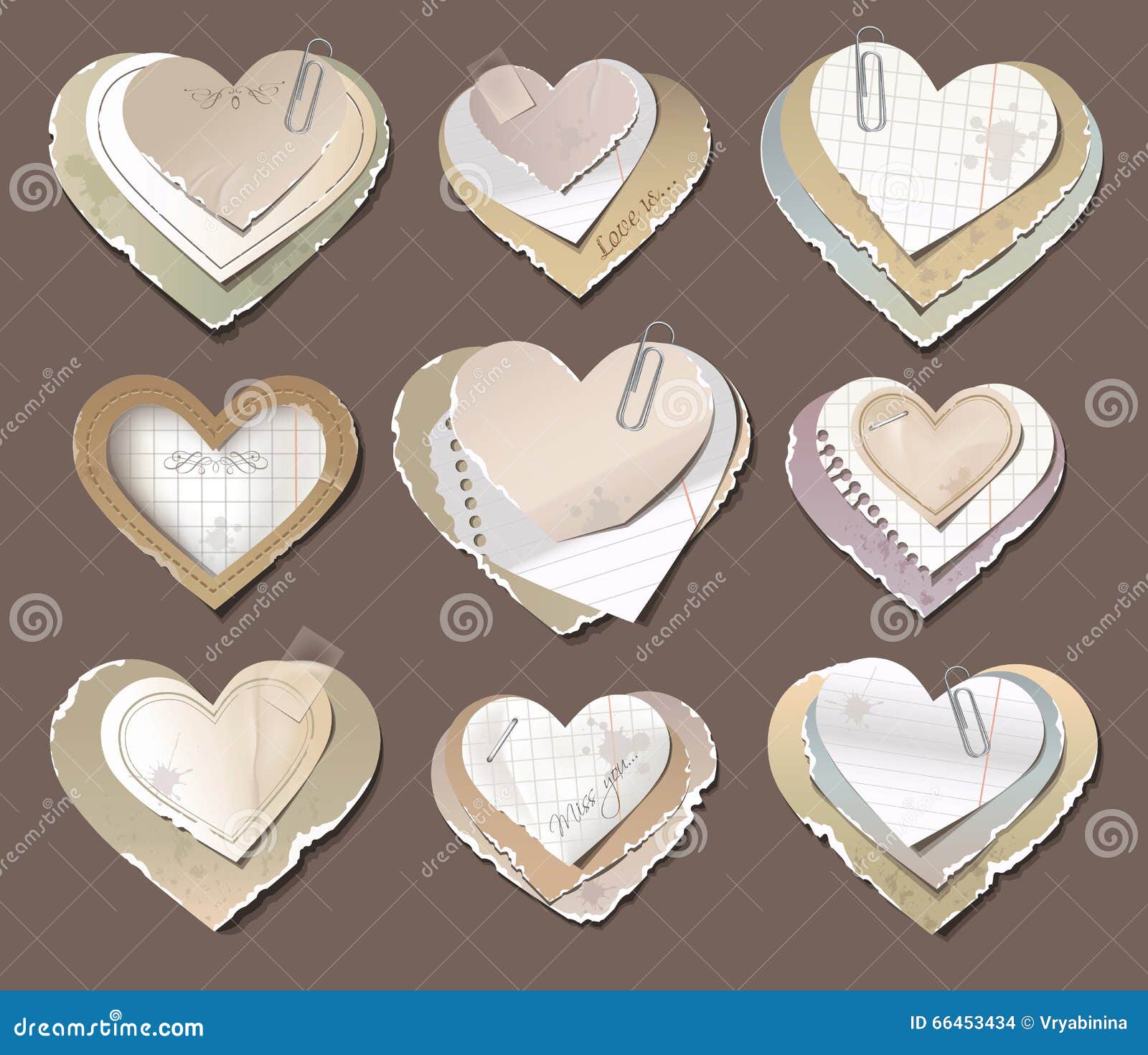 Old torn paper hearts stock vector. Illustration of blot - 66453434