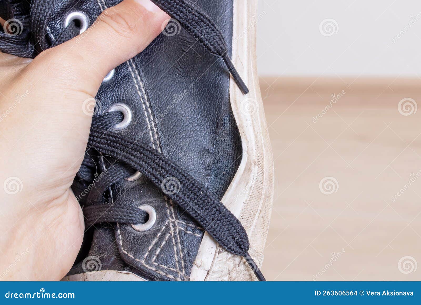 Old Torn Shoe in Hands of Man Stock Photo - Image of object, poverty ...