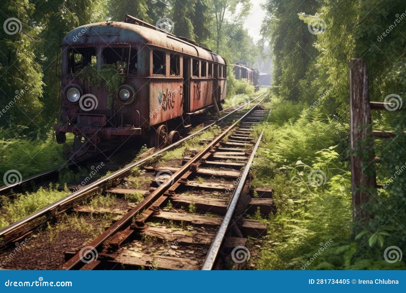 Old Tourist Train with Rusty Rail. Generative AI Stock Illustration ...