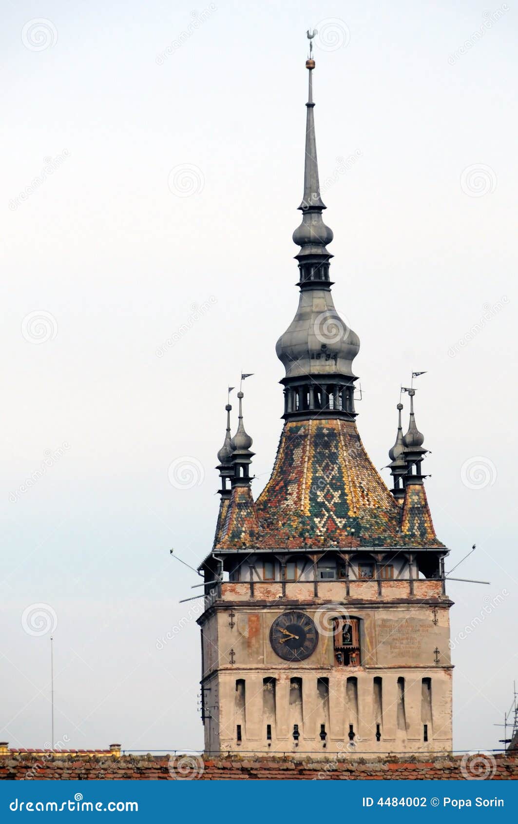Old tower stock photo. Image of clock, streets, romanian - 4484002