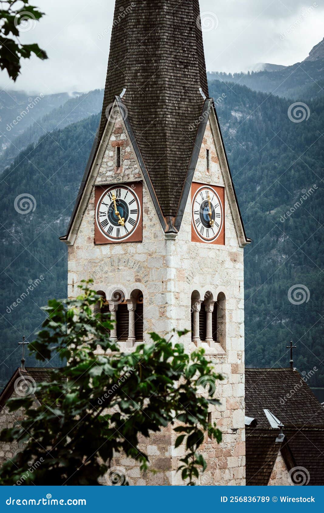 Old tower with a clock stock image. Image of house, history - 256836789