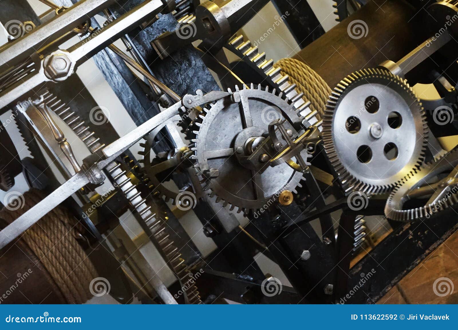 Old tower clock machine stock photo. Image of power - 113622592