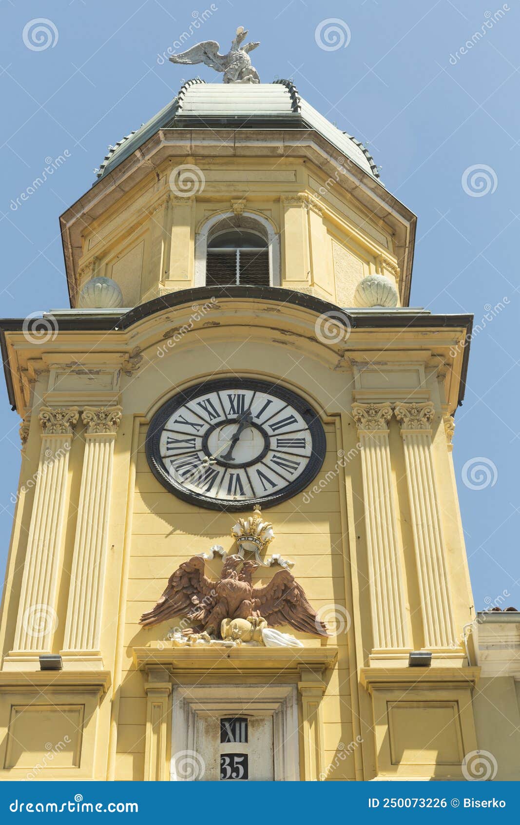Old tower with clock stock photo. Image of classic, church - 250073226