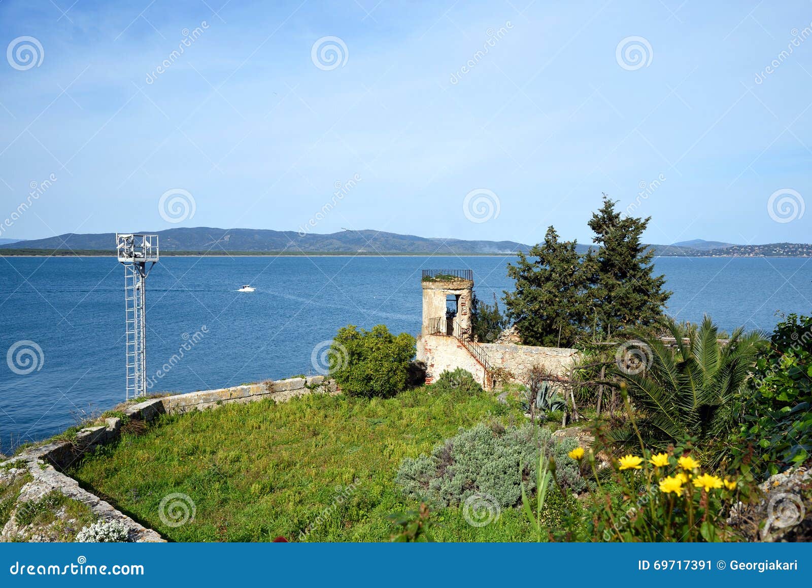 Old tower on the sea stock image. Image of ancient, watchtower - 69717391