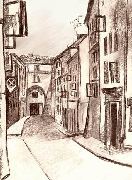 Old town stock illustration. Illustration of houses, residential - 13212167