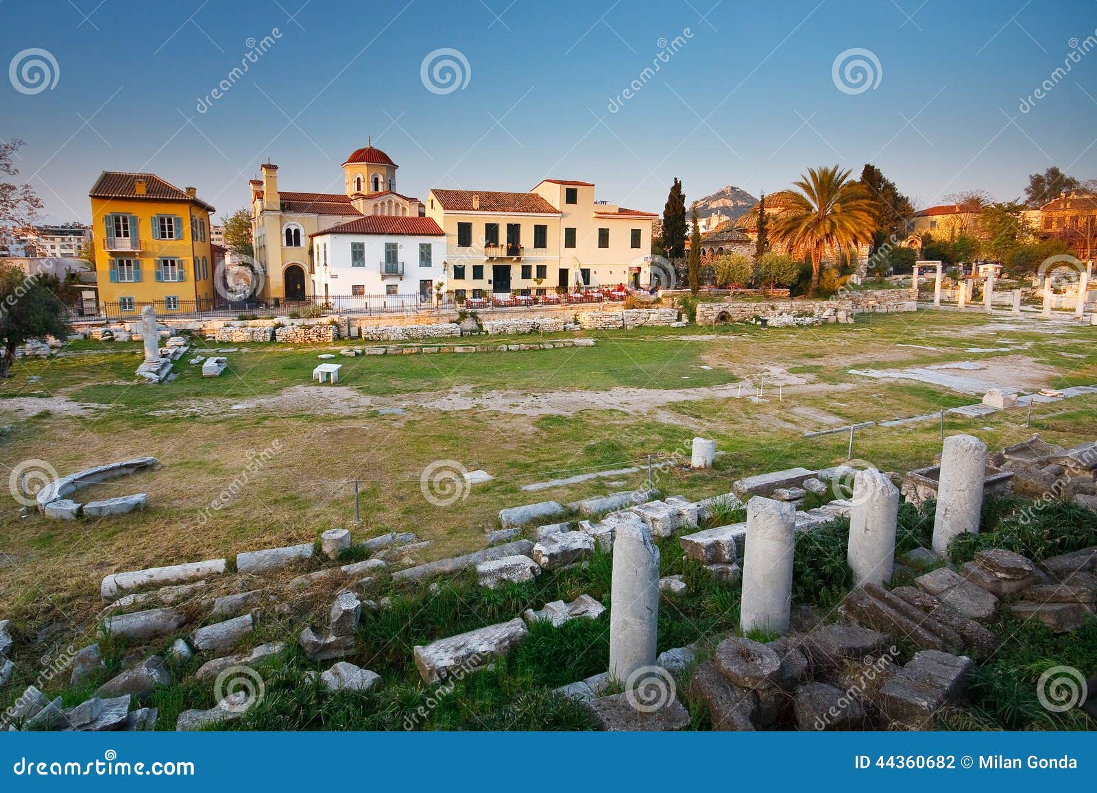 Old town in Athens stock photo. Image of church, plaka - 44360682