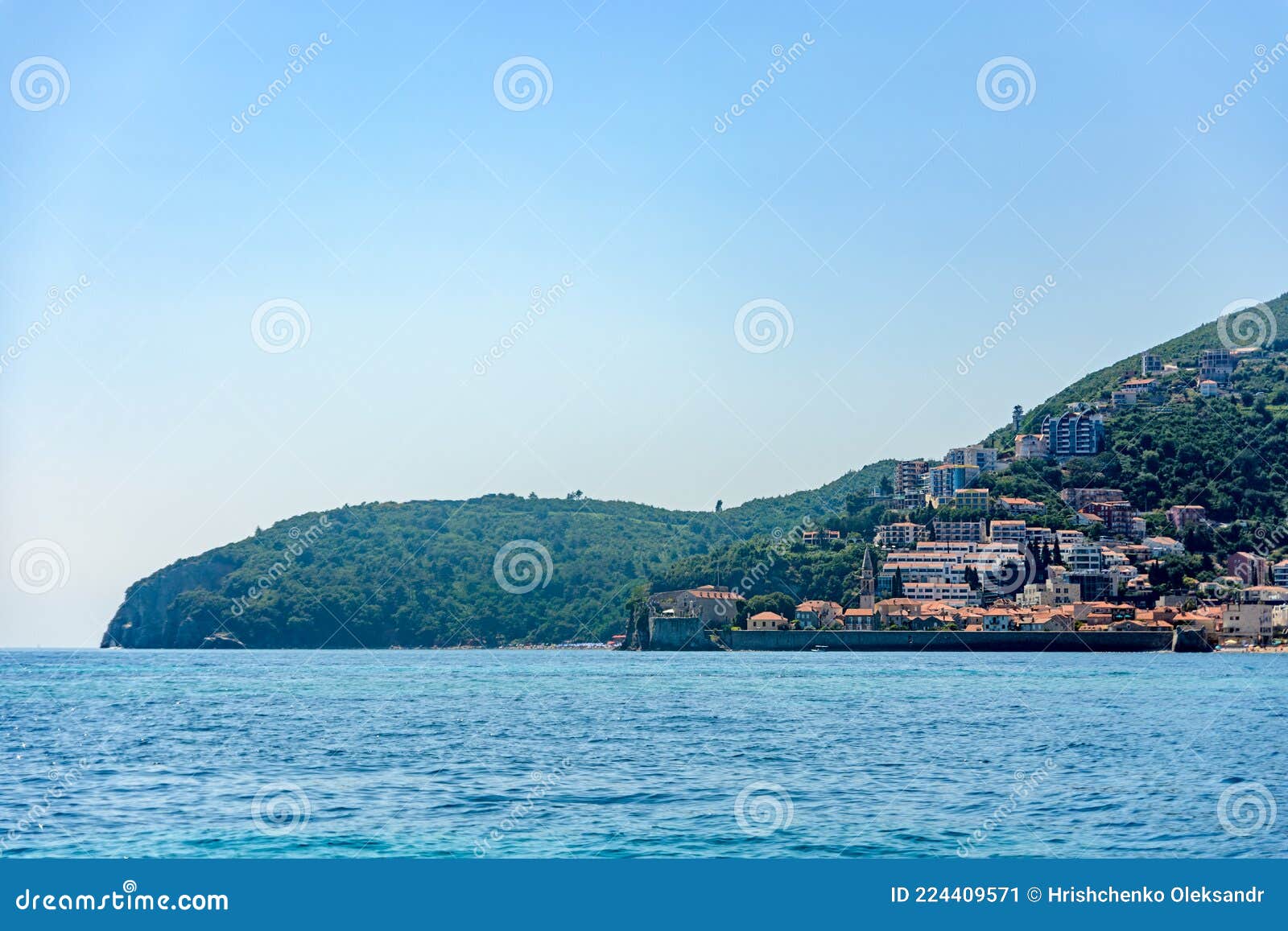 Old Town in Budva. View from the Sea Stock Image - Image of vacation ...