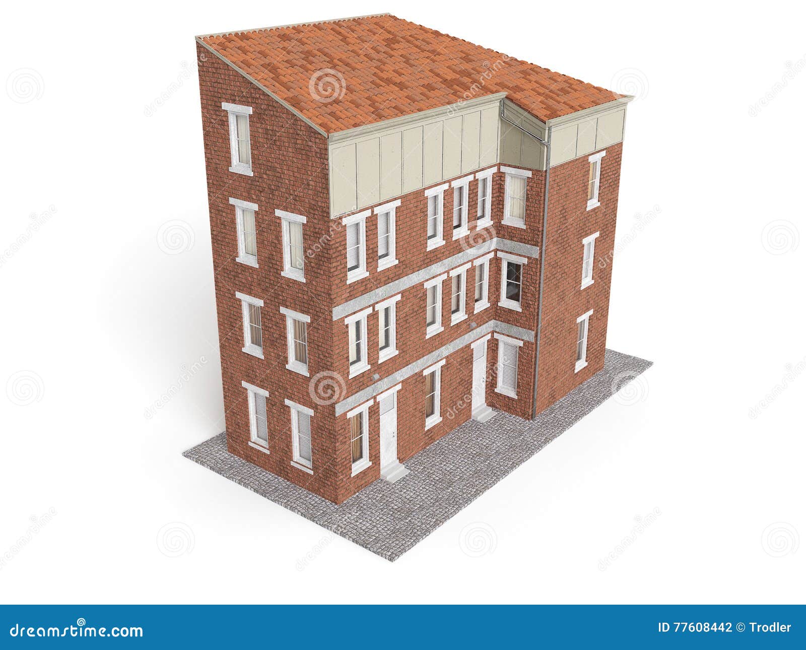Old Town Building Isolated on White Background. 3d Illustration Stock ...