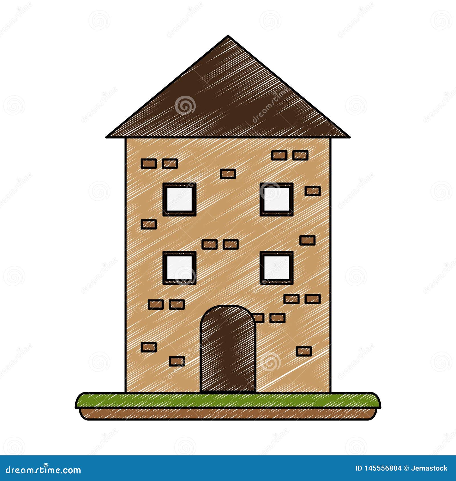 Old town building scribble stock vector. Illustration of vintage ...