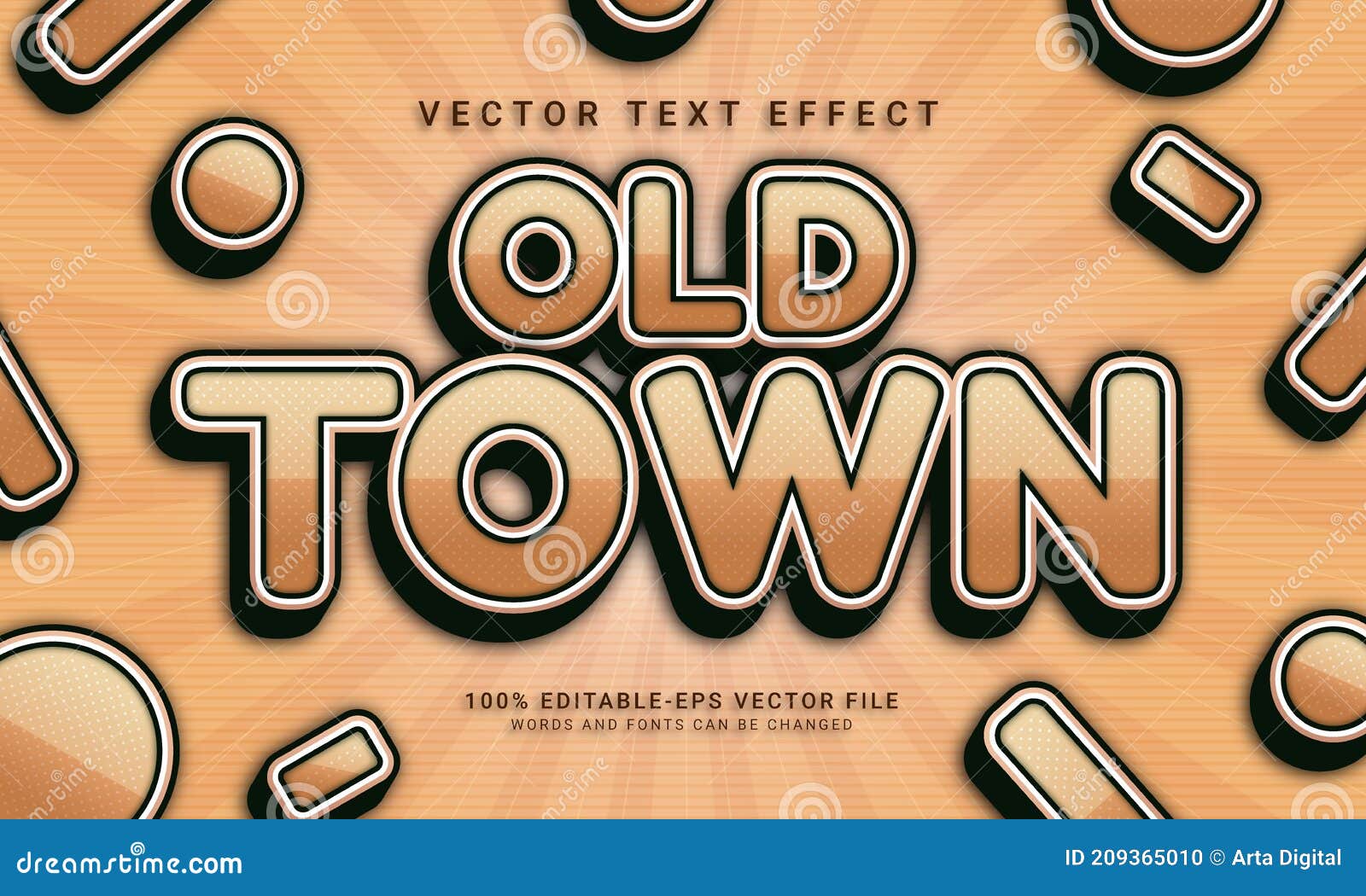 Old Town 3d Text Style Effect Stock Vector - Illustration of shadow ...