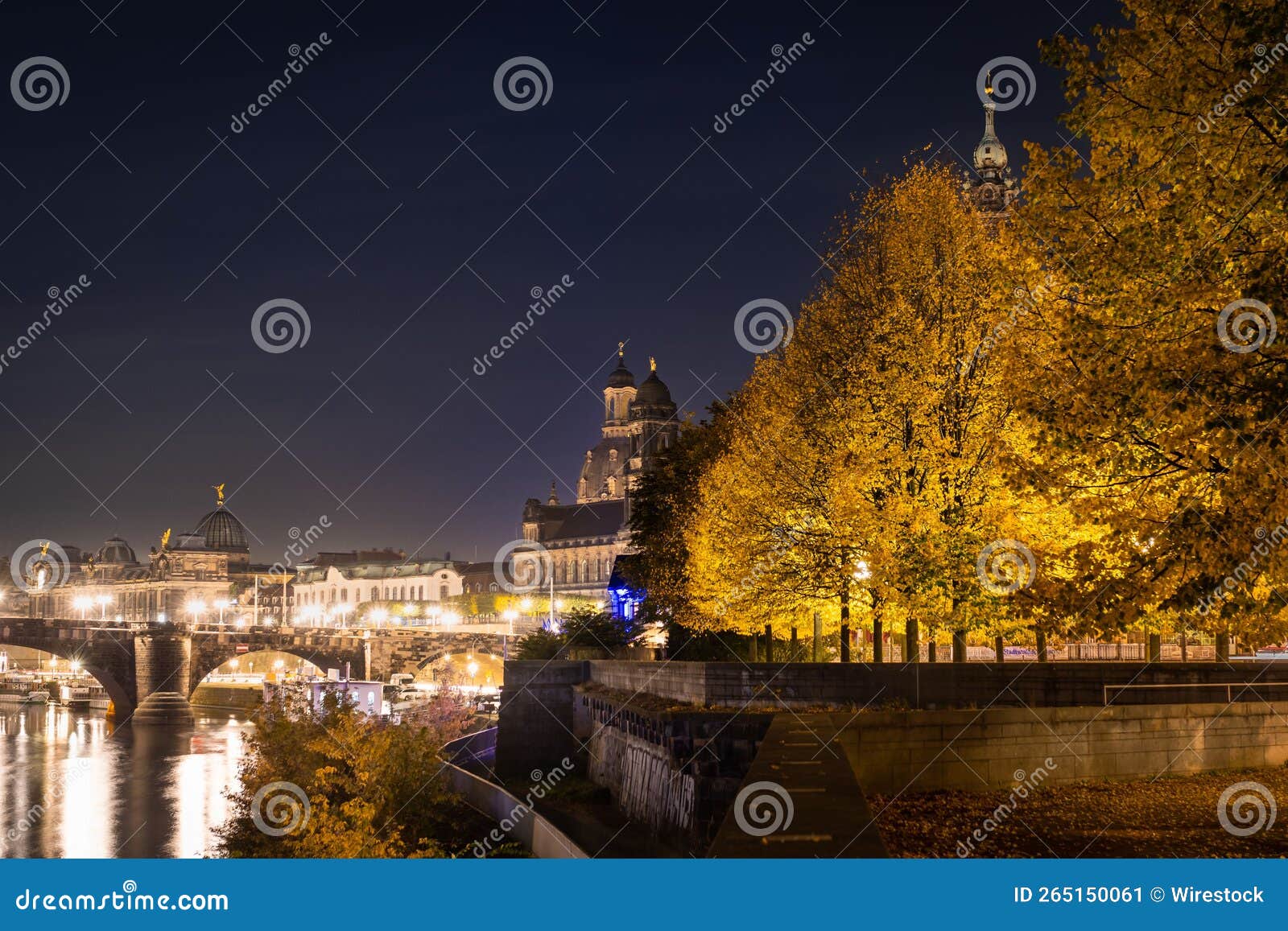 Old Town of Dresden, Germany at Night in Autumn Stock Image - Image of ...