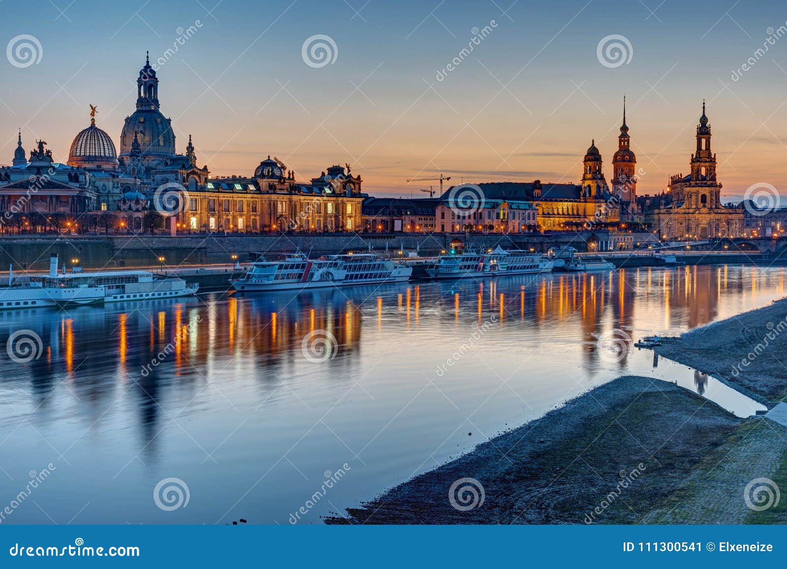 The Old Town of Dresden after Sunset Stock Image - Image of night ...
