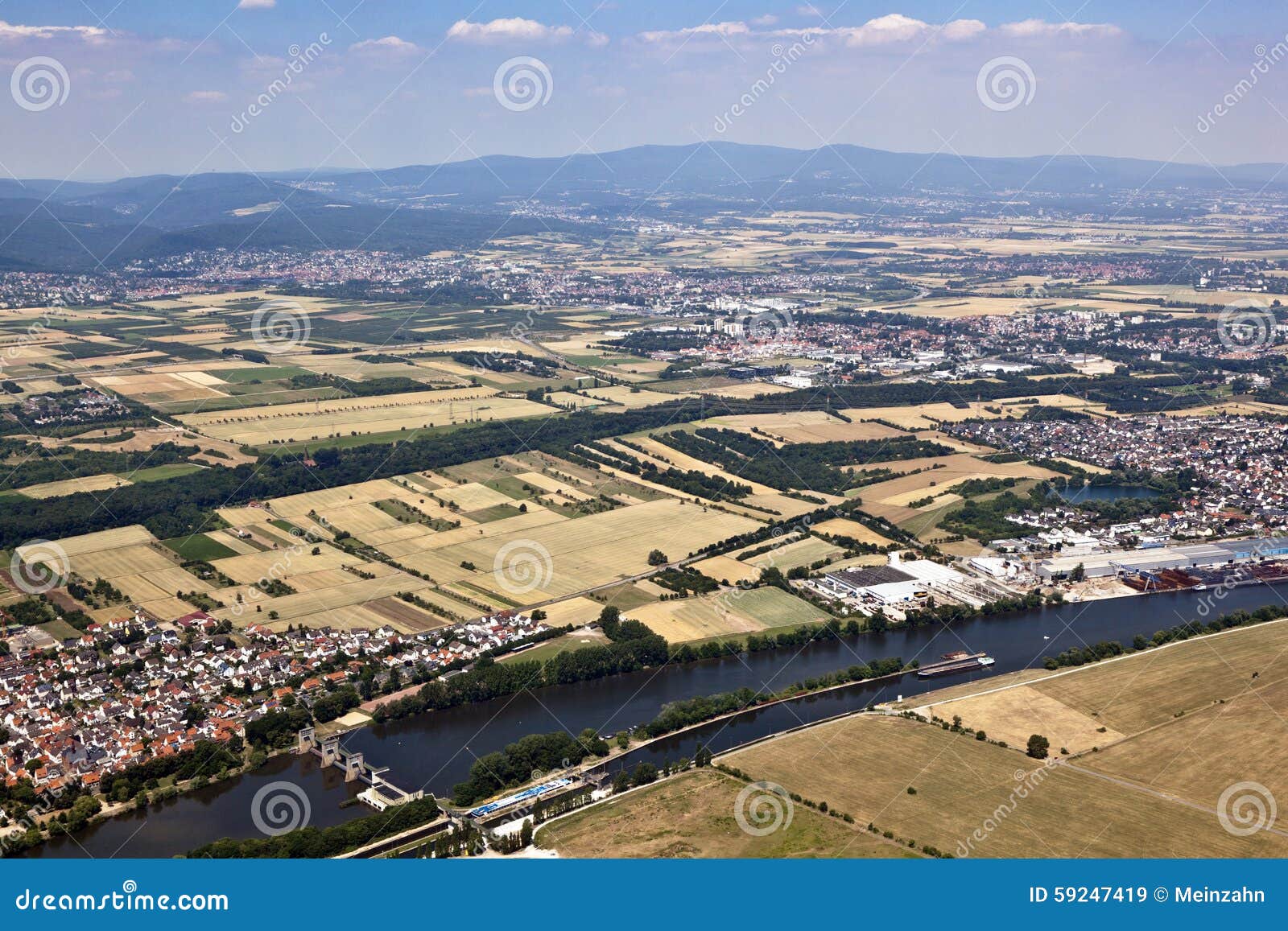 Old Town of Eddersheim on River Main with Watergate Stock Image - Image ...
