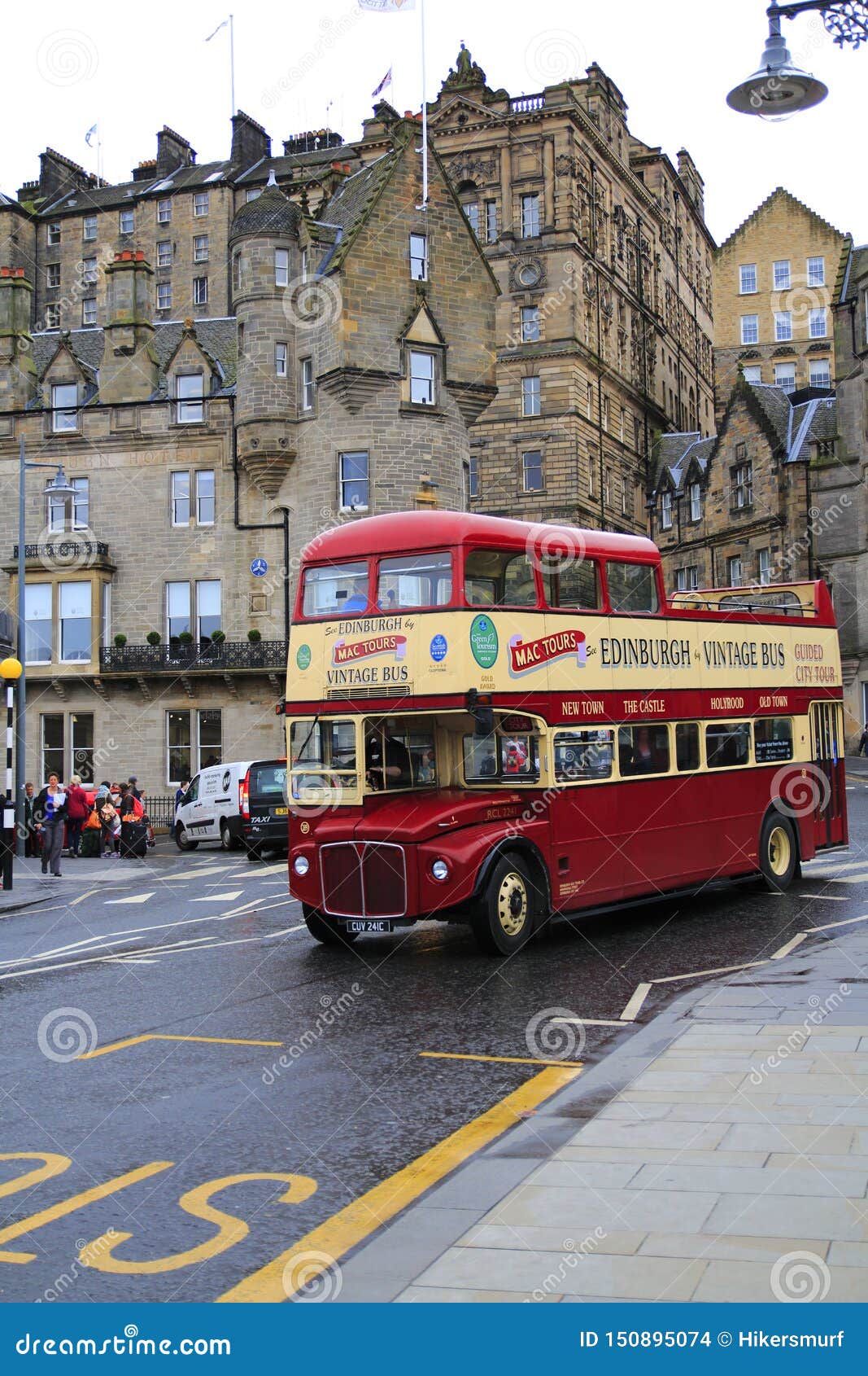 Old Town of Edinburgh Scotland, with a Typical Sightseeing Double Bus ...