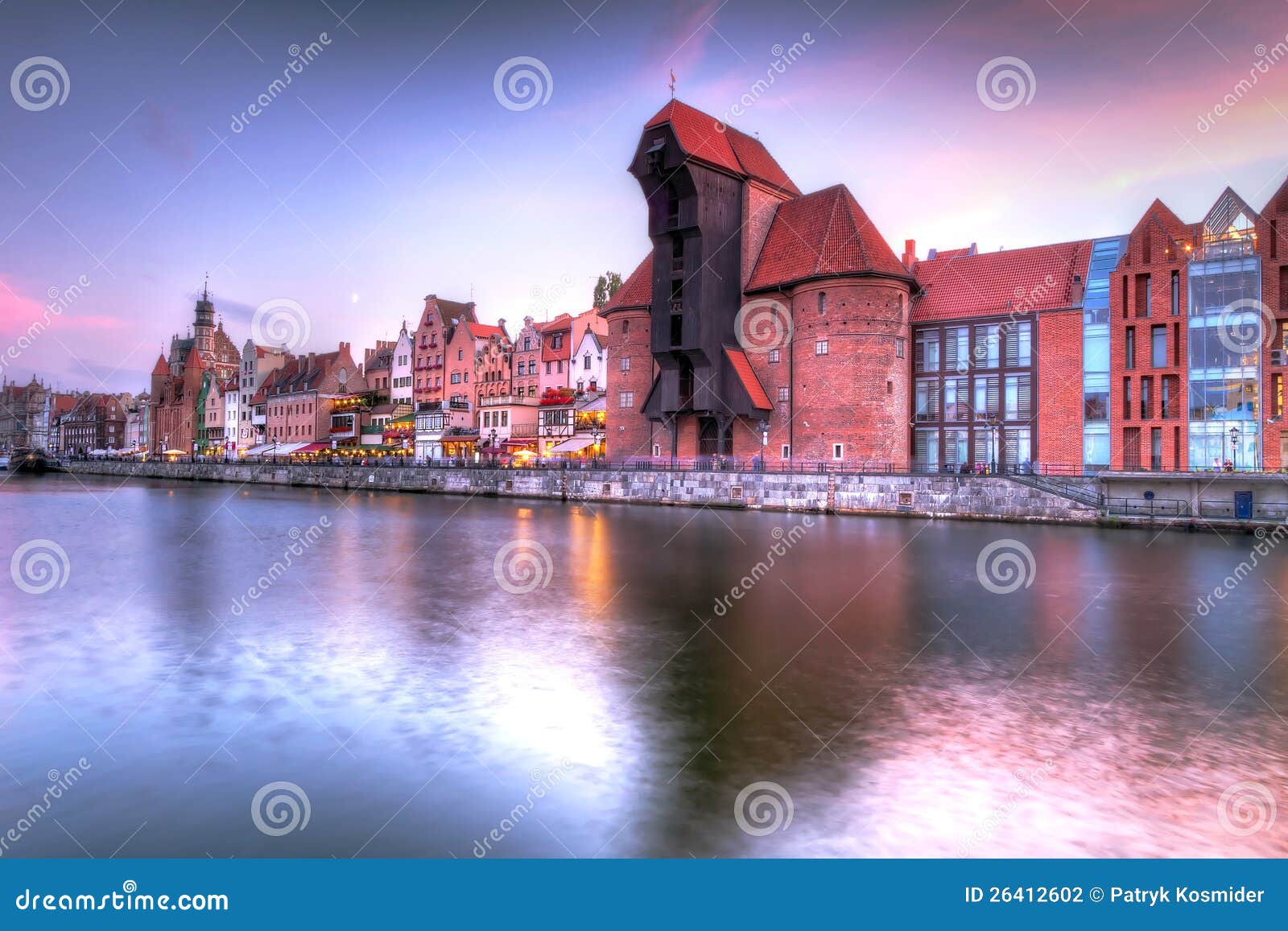 Old Town of Gdansk at Motlawa River Stock Photo - Image of gdansk, dawn ...