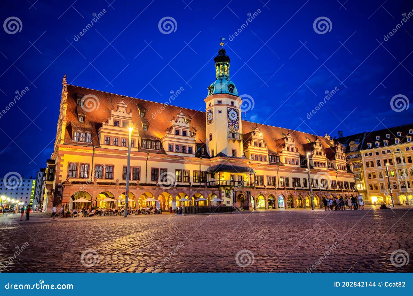 Old Town Hall of Leipzig during the Night, Germany Stock Photo - Image ...