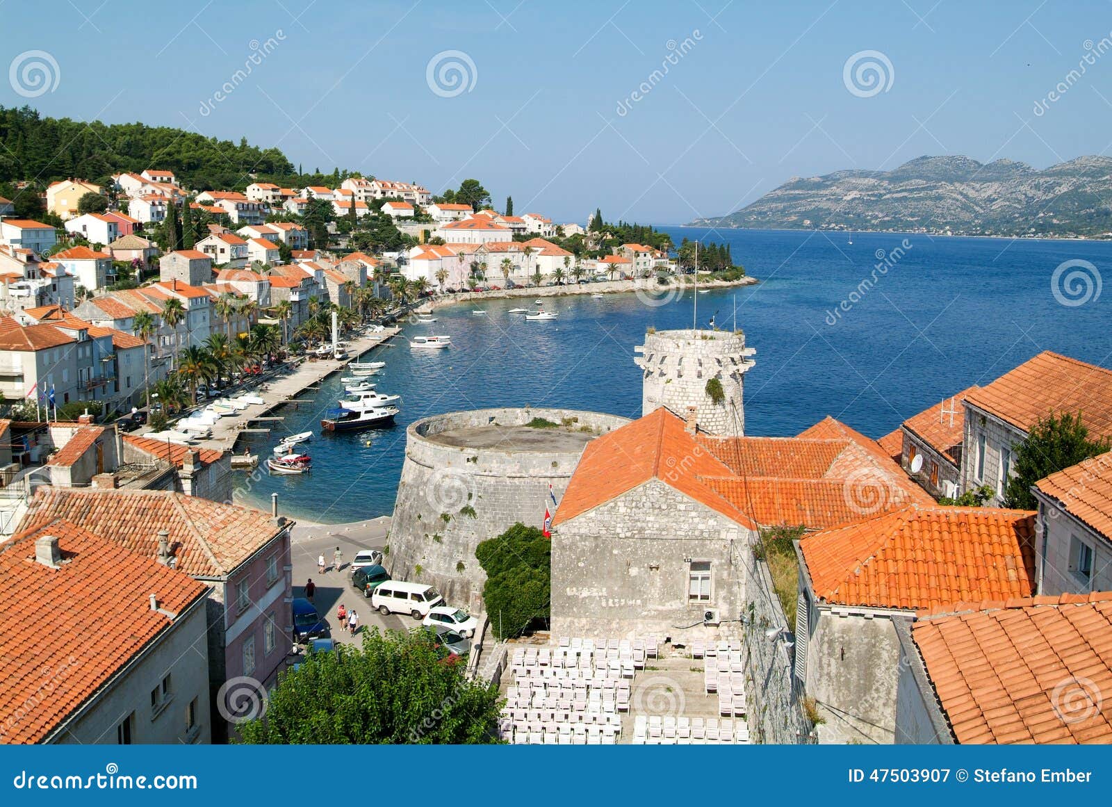 The old town of Korcula stock image. Image of boat, street - 47503907