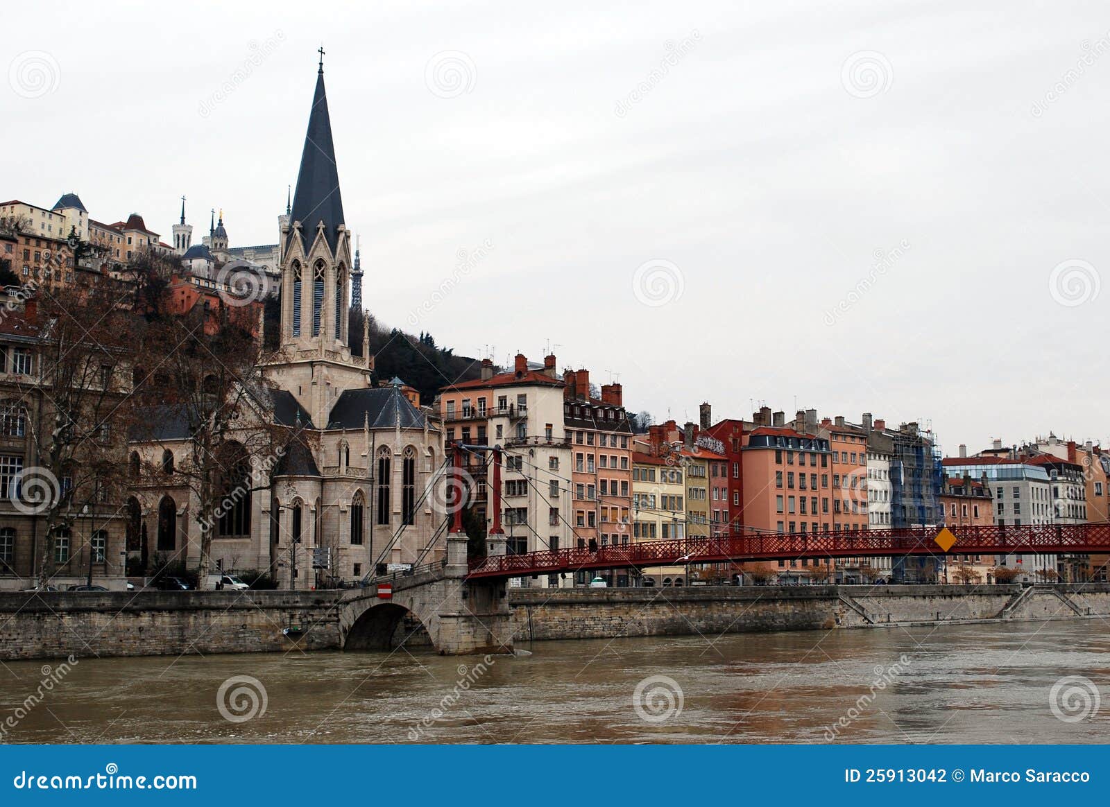 Old town, Lyon, France stock photo. Image of river, historic - 25913042