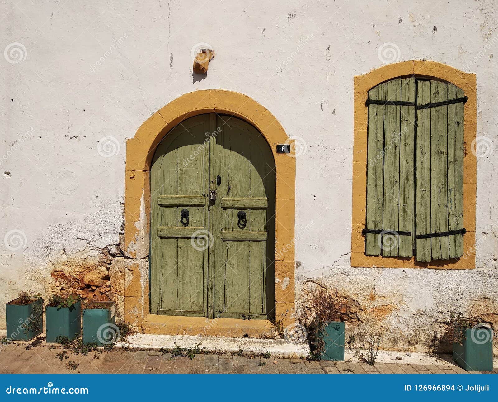 Old Malia stock photo. Image of blinds, painted, door - 126966894